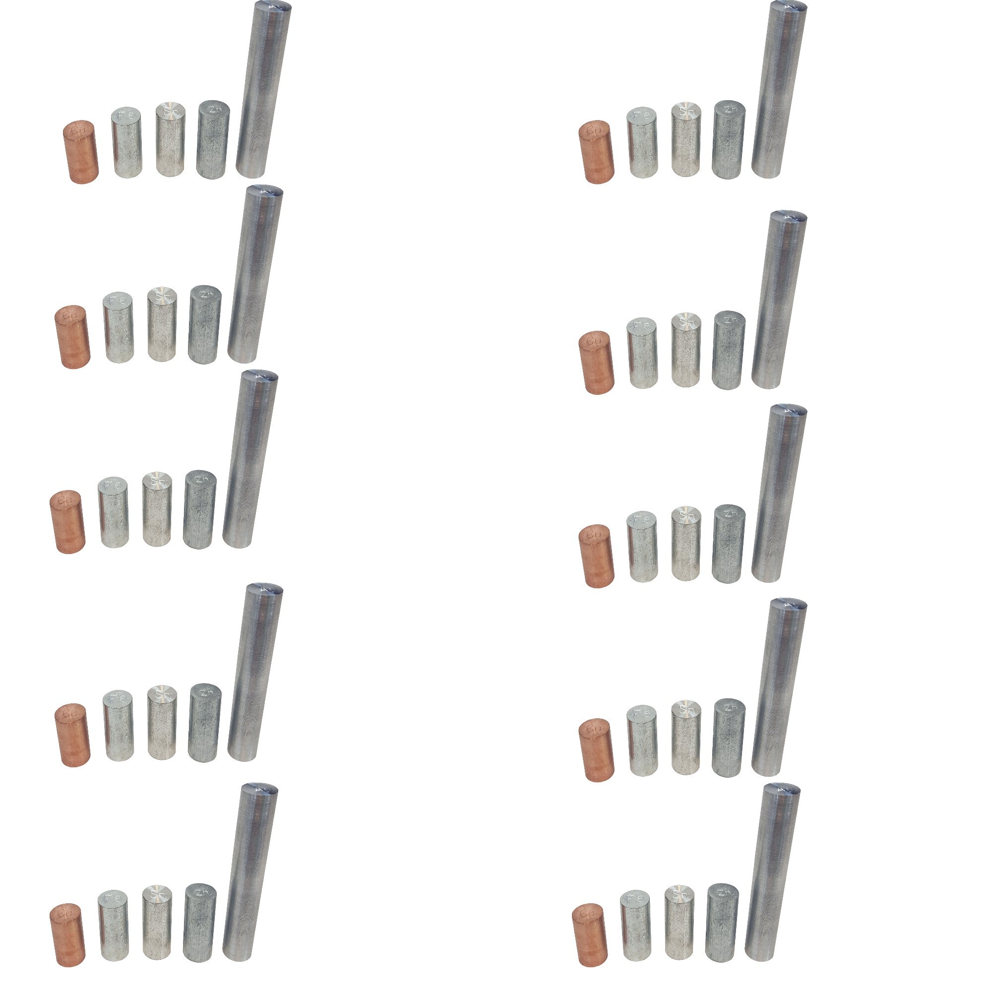 Density Rod or Equal Mass Set. Includes 5 metals each weighing 30 gram