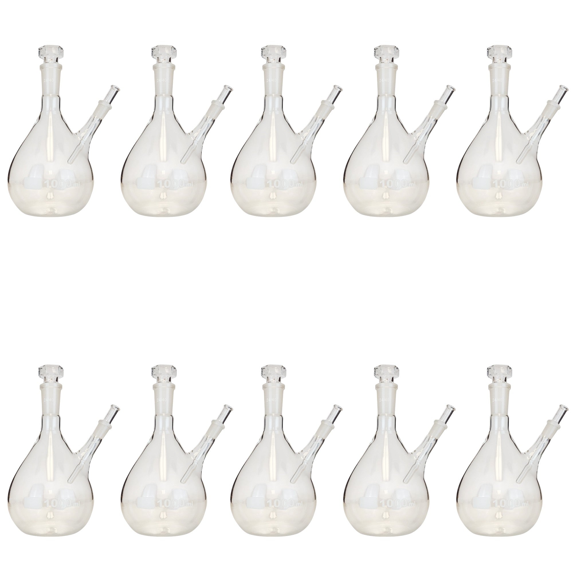 Flask, Distillation with Thermometer Holder, 1 Liter, Case of 10