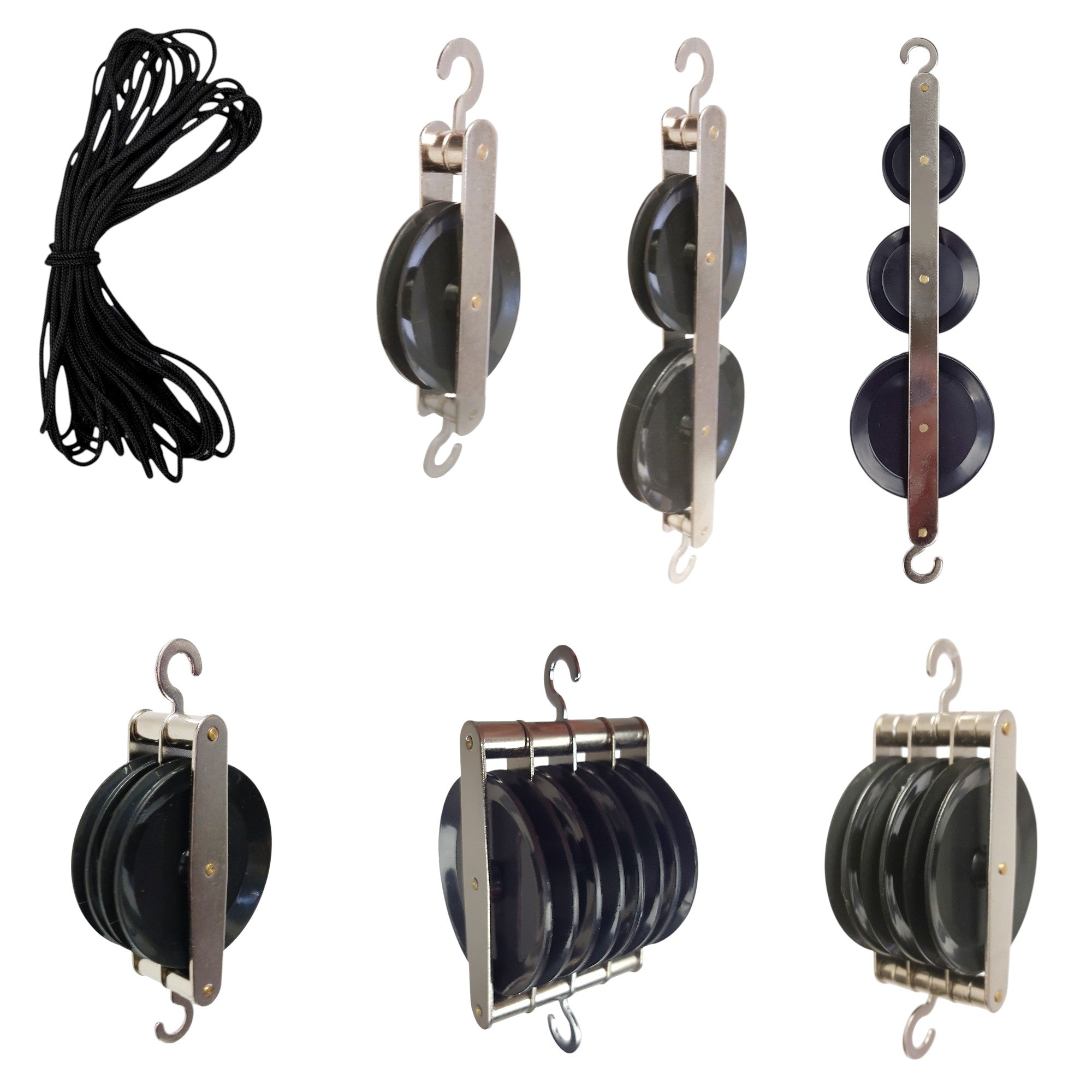 Plastic Pulley Physics Kit – 6 Pulleys with 9m Nylon Cable – STEM Mech