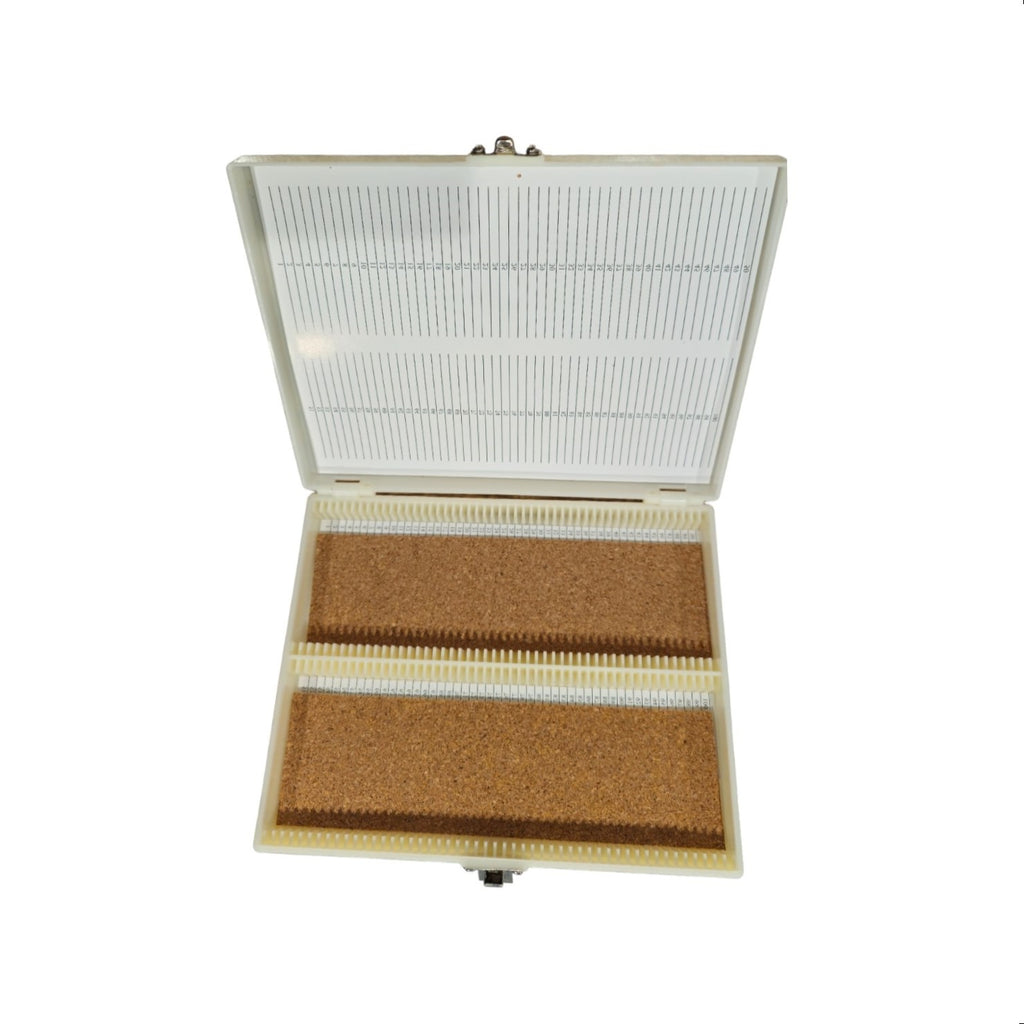 Microscope Storage Box with Index and Cork Liner For 100 Slides.